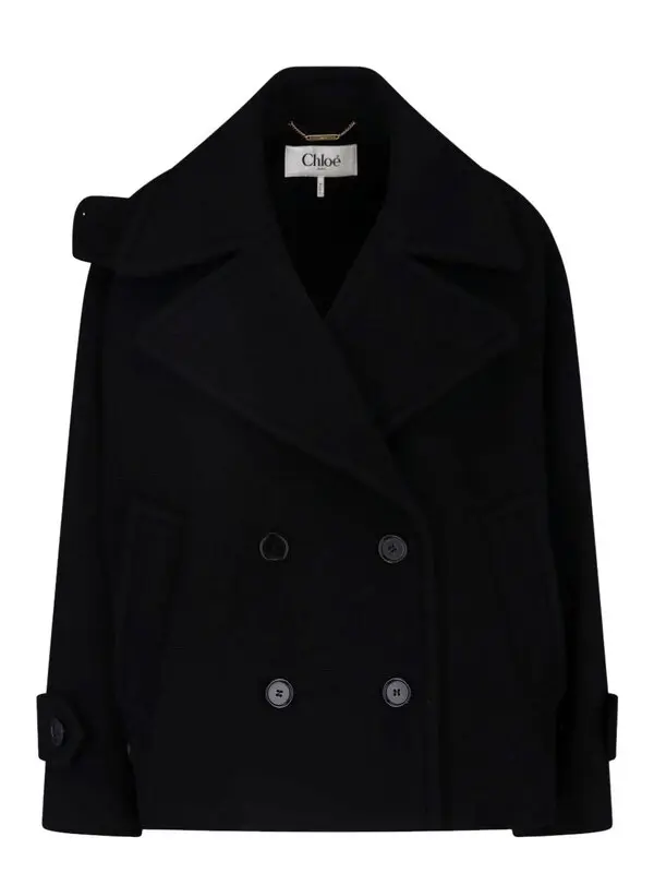 Chloé Double-breasted Wool Blend Coat - Black
