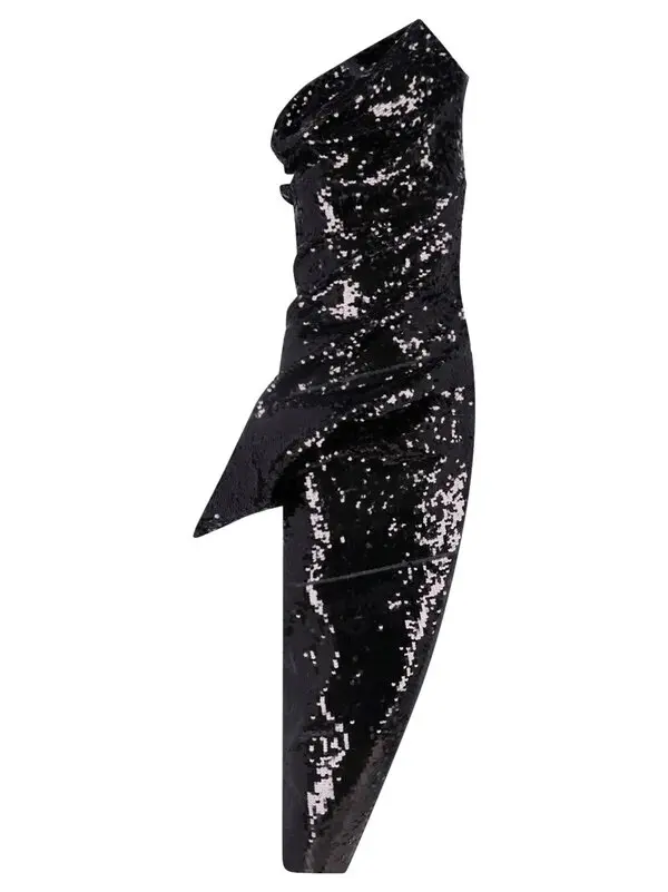 Rick Owens Sequined One-shoulder Midi Dress - Black