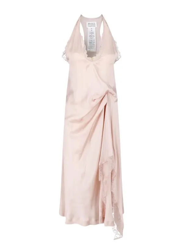 MAISON MARGIELA Midi Dress In Satin And Lace - Pink