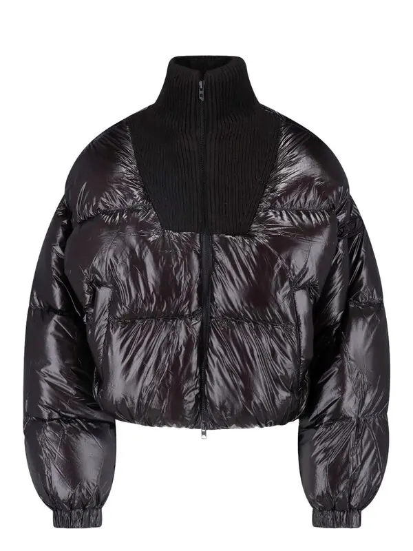 DIESEL® Down Jacket "w-warrior" With High Collar And Logo Embroidery - Black