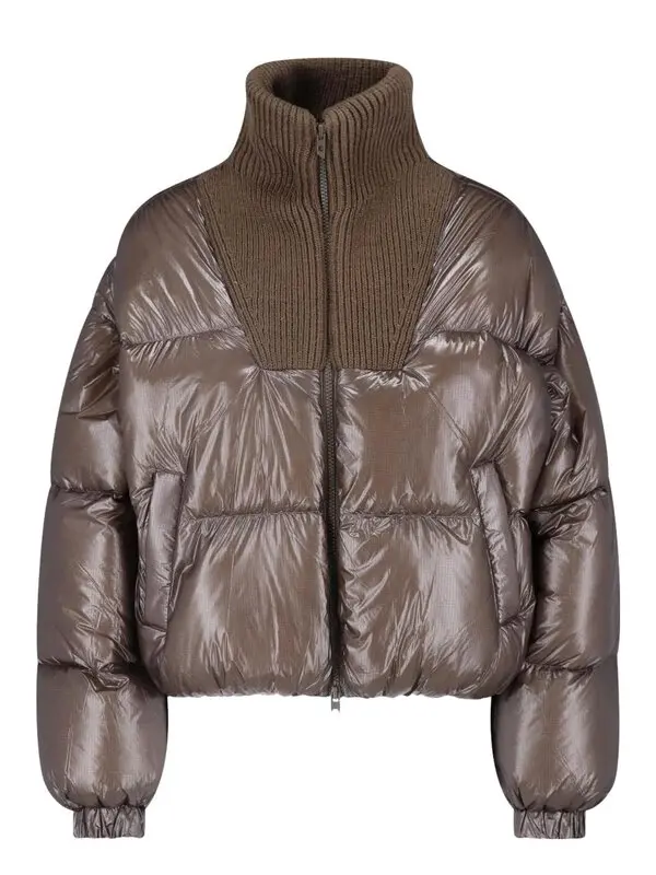 DIESEL® Down Jacket "w-warrior" With High Collar And Logo Embroidery - Brown