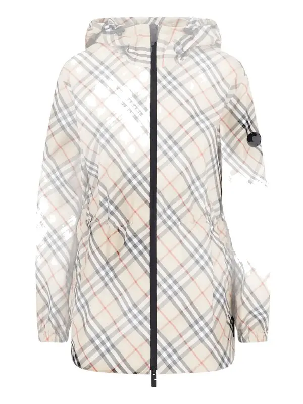Burberry Whitstable" Technical Jacket With Check Pattern - Beige