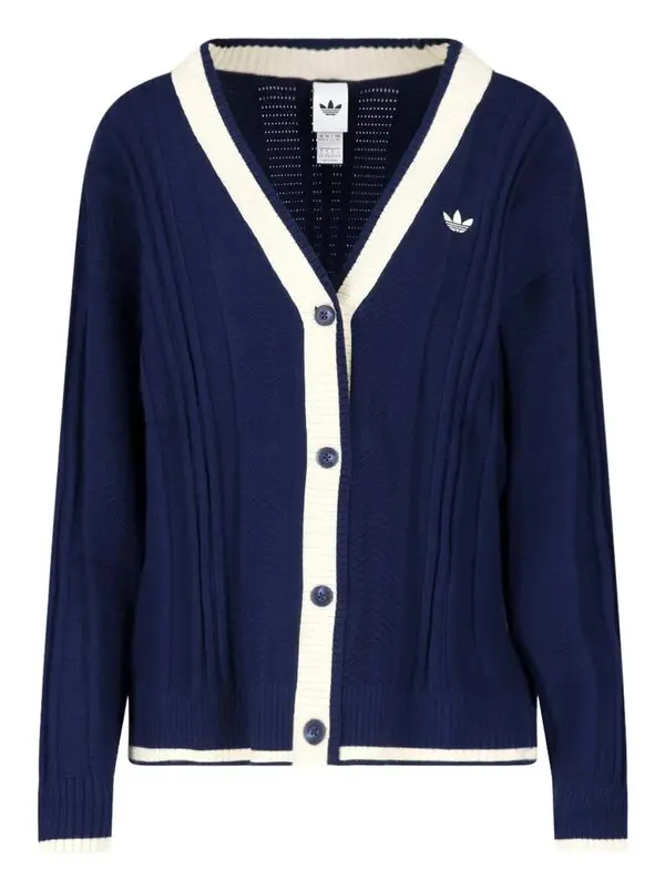 Adidas Knit Cardigan With Trefoil Logo - Blue