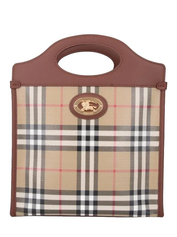 Burberry Mini Pocket Bag In Check Cotton - Beige