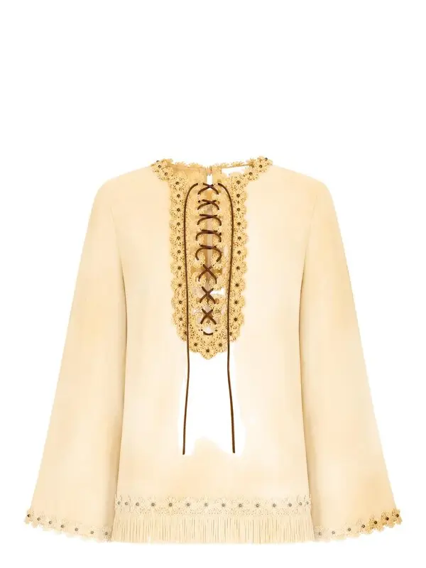 Zimmermann Blouse With Fringe Detailing - Beige