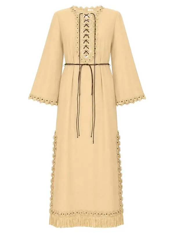 Zimmermann Mahon" Midi Dress - Beige