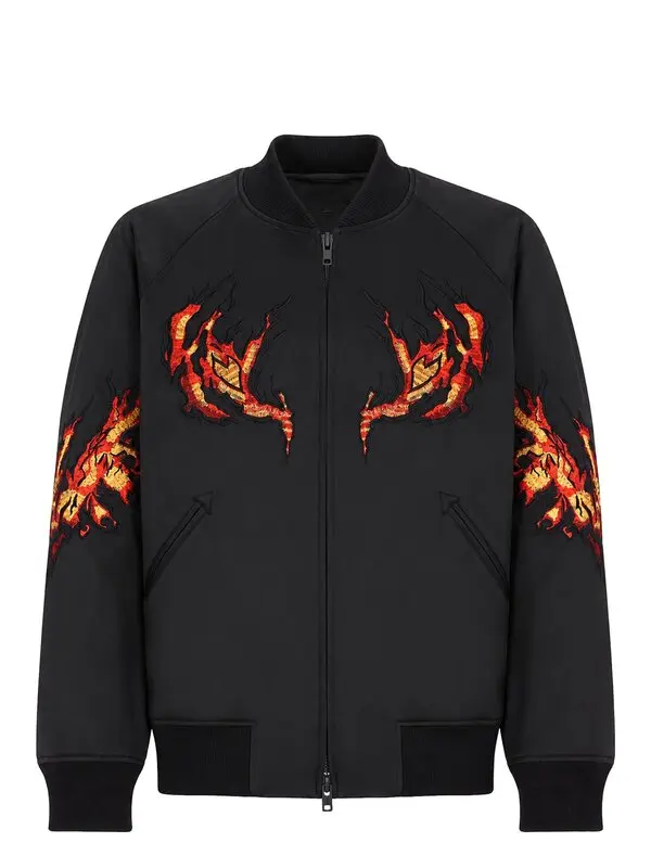 Y3 Giacca In Raso Con Ricami - Black