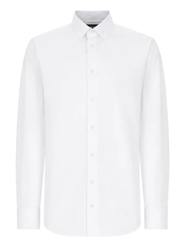 Giorgio Armani Slim Fit Cotton Poplin Shirt - White