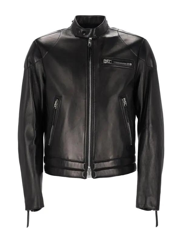 TOM FORD Nappa Leather Biker Jacket - Black