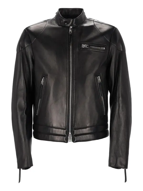 TOM FORD Nappa Leather Biker Jacket - Black