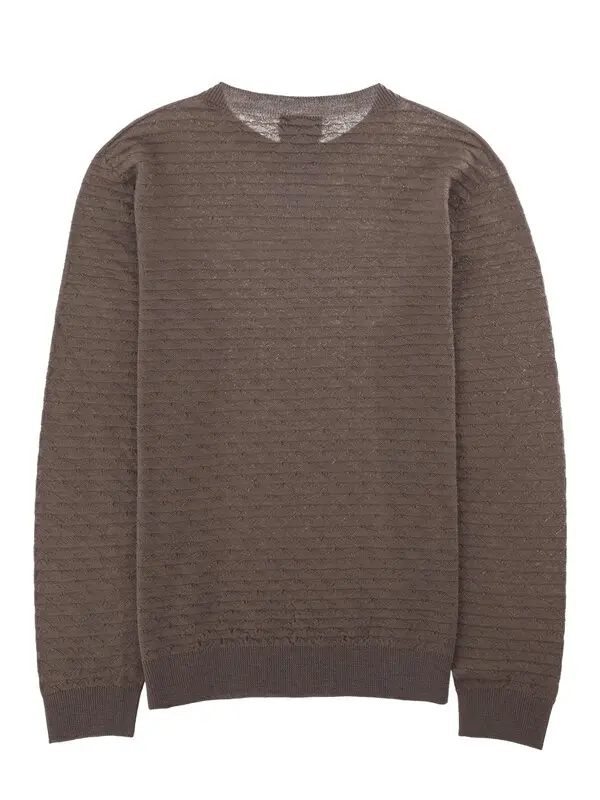 Giorgio Armani Virgin Wool Crewneck Sweater - Beige