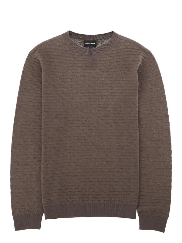 Giorgio Armani Virgin Wool Crewneck Sweater - Beige