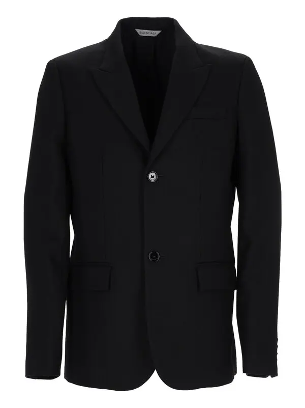 Balenciaga Single Breasted Tailored Jacket - Black