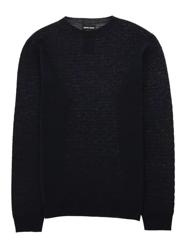Giorgio Armani Virgin Wool Crewneck Sweater - Blue