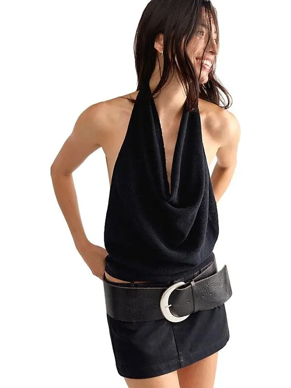 GEEL Vega Cowl Neck Top - Black
