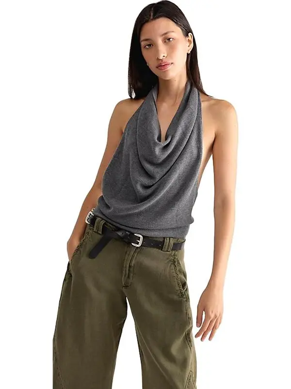 GEEL Vega Cowl Neck Top - Charcoal