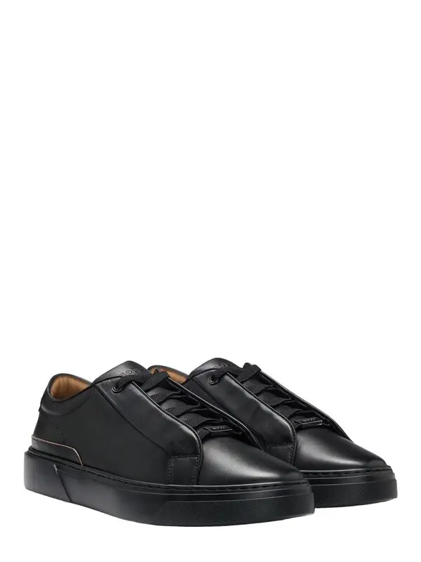 BOSS Gary Sneakers In Brushed Leather - Black