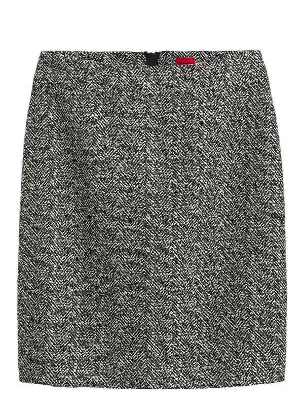 Hugo Slim-fit Pencil Skirt With Herringbone Pattern - Patterned