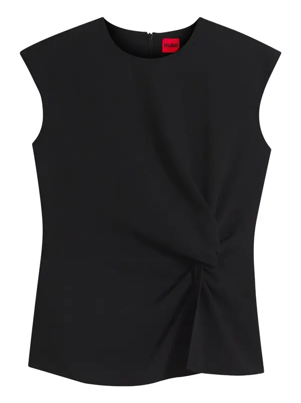 Hugo Crepe Top With Knotted Detail - Black