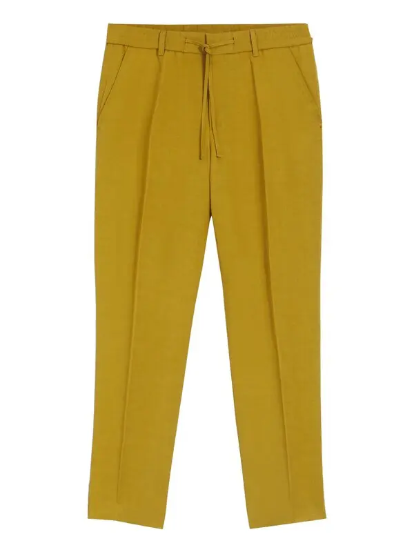 BOSS Tapered-fit Linen Drawcord Waist Pants - Gold