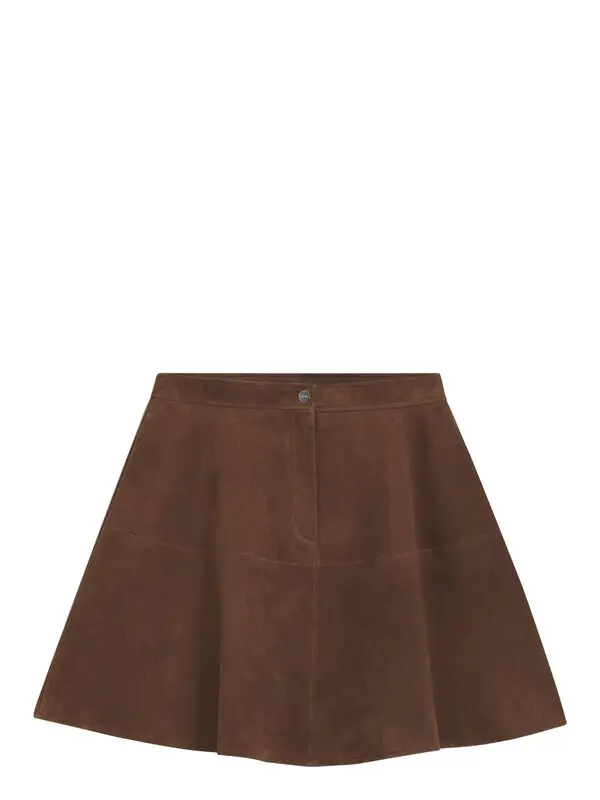 Hugo Suede A-line Skirt - Brown