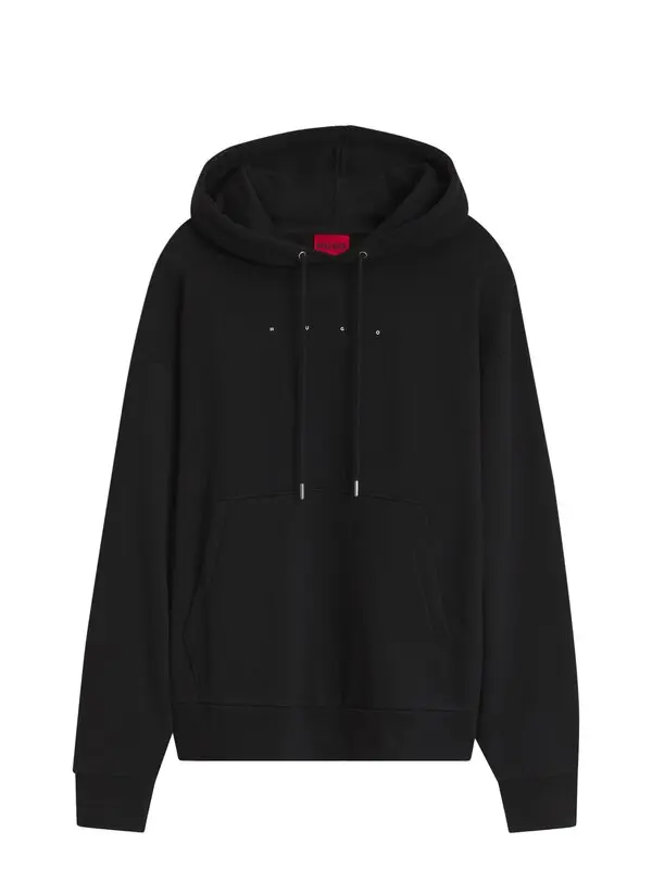 Hugo Oversized Logo Print Hoodie - Black