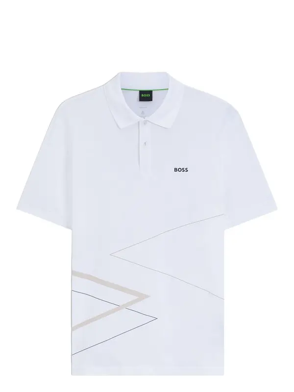 BOSS Pima Cotton Polo Shirt With Placed Print - White