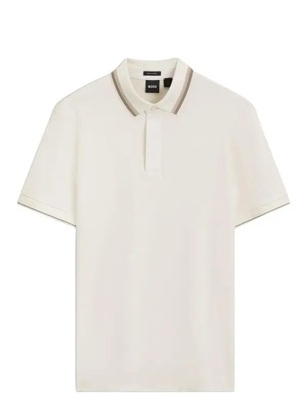 BOSS Regular-fit Polo Shirt In Structured Cotton Piqu - White