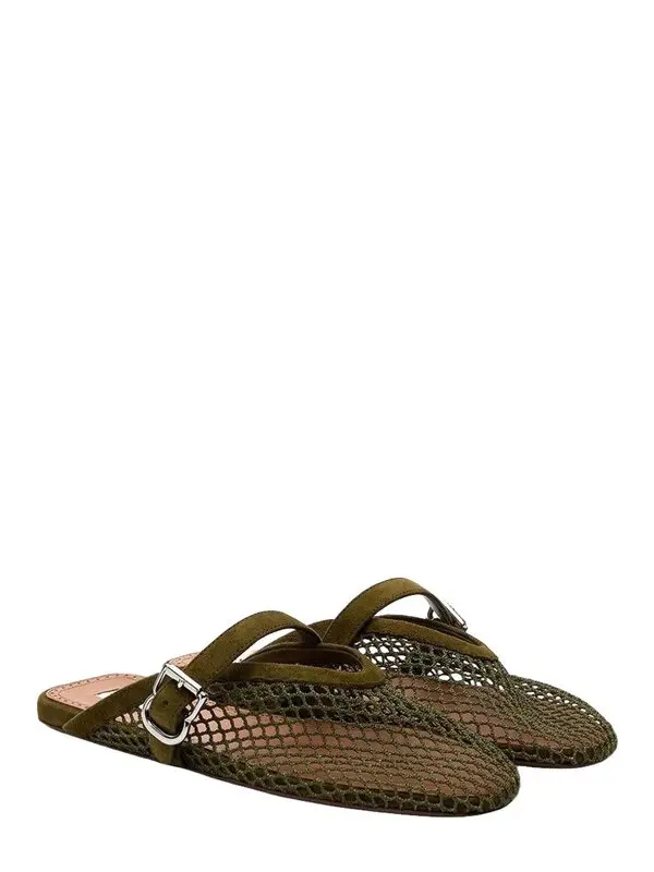 Alaïa Fishnet Slippers - Green