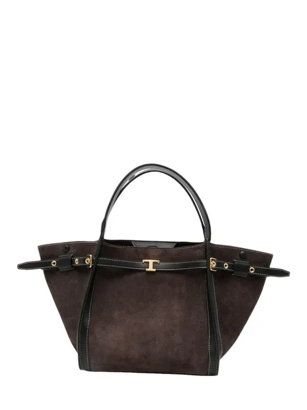 TOD'S T Timeless Small Leather Tote Bag - Brown