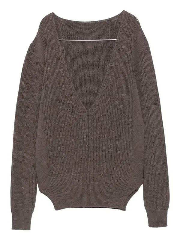 Rick Owens Wool V-neck Sweater - Grey