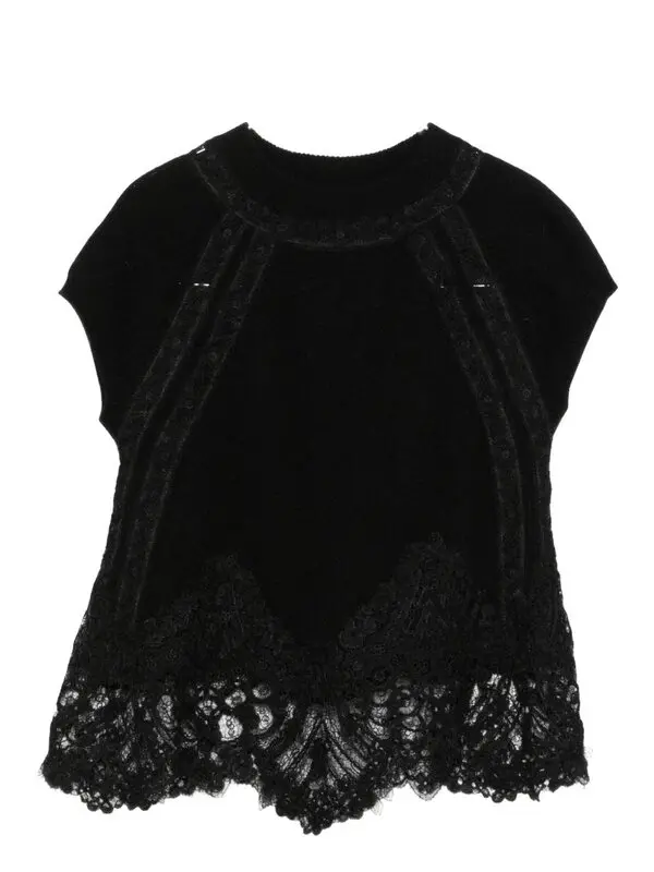 Ermanno Scervino Cashmere Lace Top - Black