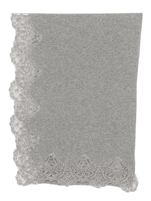 Ermanno Scervino Cashmere Stole With Lace Trim - Grey