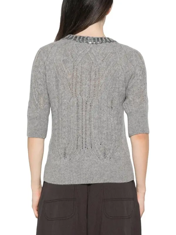 Ermanno Scervino Embellished Crew Neck Sweater - Grey