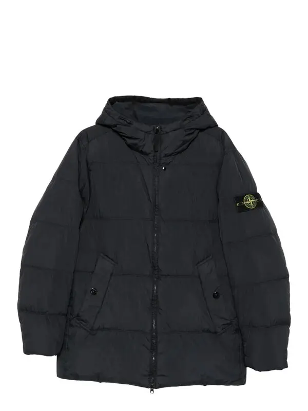 Stone Island Padded Blouson Jacket With Hood - Blue