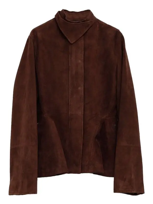 Alaïa Peplum Leather Jacket - Brown