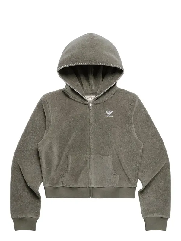 ROXY X MADHAPPY Terry Shrunken Full Zip Jacket - Clay