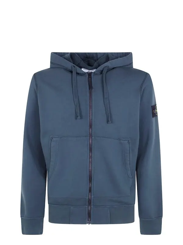 Stone Island Zip-up Hoodie With Logo Detail - Green