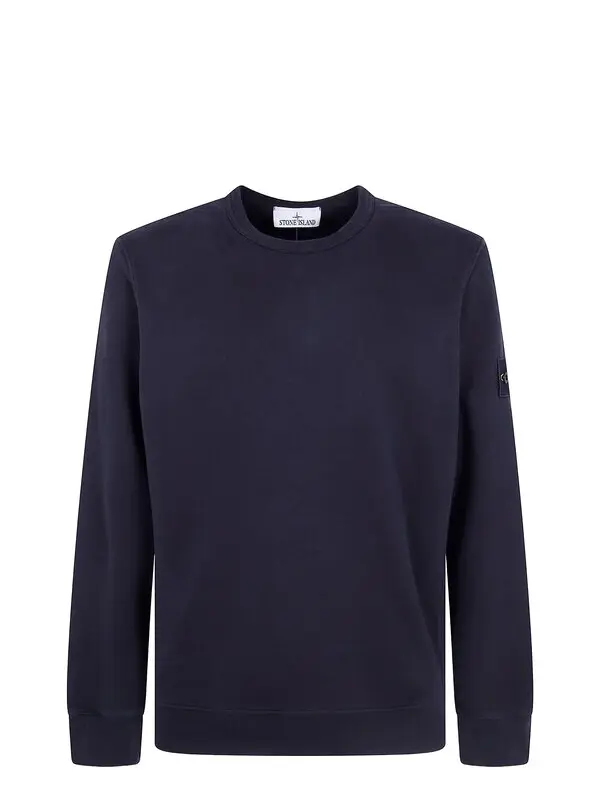 Stone Island Crewneck Sweatshirt With Logo Patch - Black