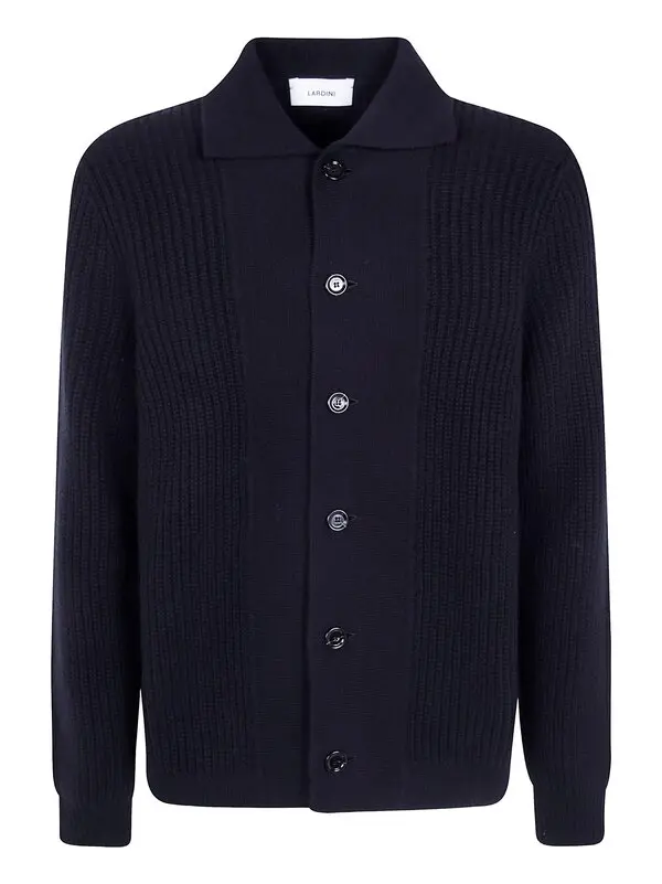 LARDINI Wool Cashmere Ribbed Sweater - Black