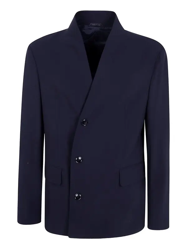 Giorgio Armani Virgin Wool Asymmetrical Cardigan - Blue