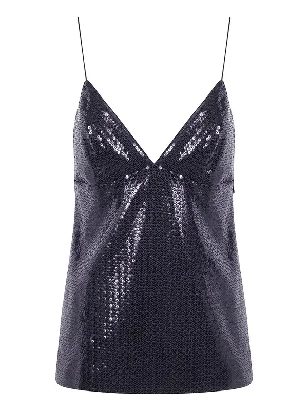 Alberta Ferretti Sequin Embellished Sleeveless Top - Black