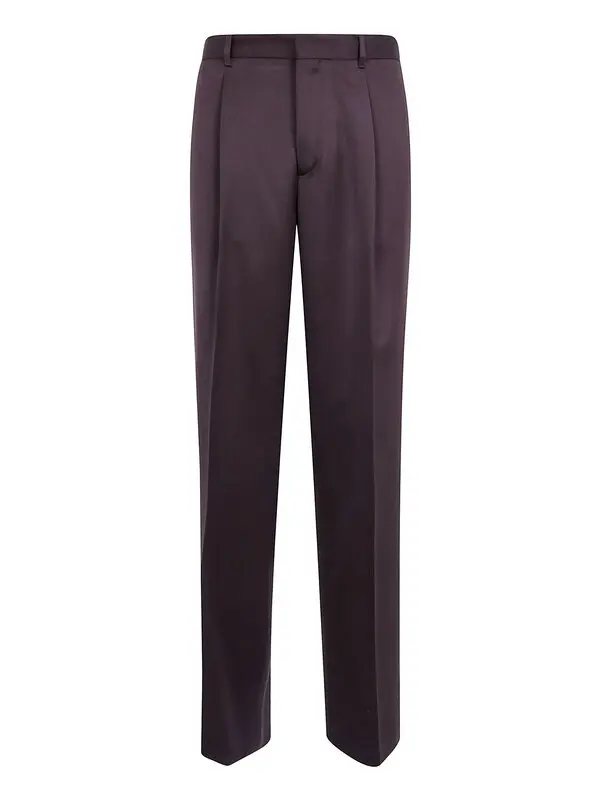LARDINI Virgin Wool Pleated Trousers - Brown