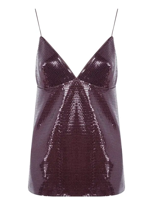 Alberta Ferretti Sequin Embellished Top - Brown
