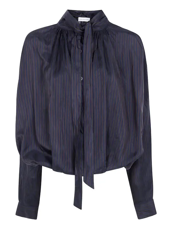 Dries Van Noten Striped Cupro Shirt - Brown