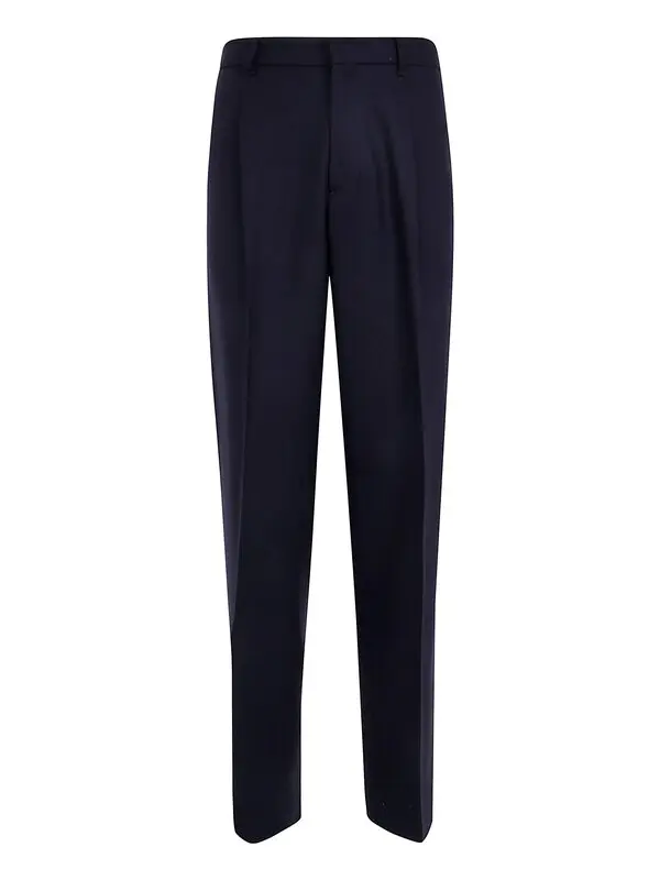 LARDINI Regular Fit Wool Blend Trousers - Black