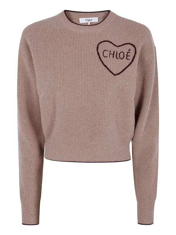 Chloé Cashmere Wool Round Neck Sweater - Brown