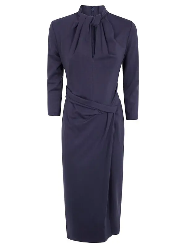 Giorgio Armani Long Sleeve Turtleneck Midi Dress - Black
