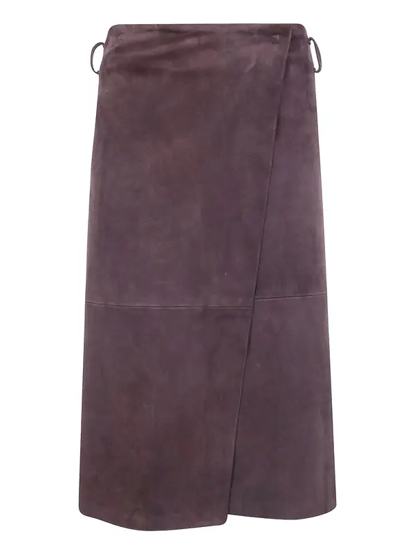 SEMICOUTURE Rosanne Double Layer Leather Skirt - Brown
