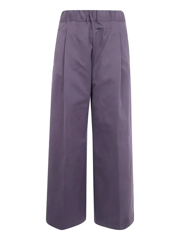 SEMICOUTURE Tailored Cotton Blend Trousers With Front Pleats - Brown